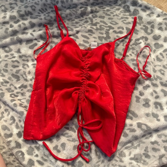 Tops | 3 For 12 Red Satin Crop Top | Poshmark